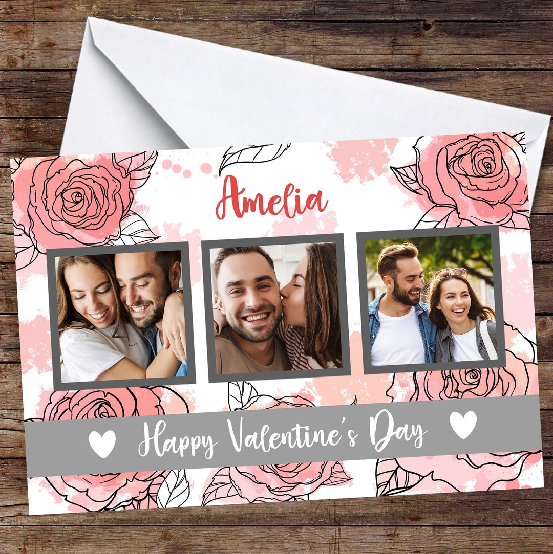 Personalised Roses Photo Valentine's Day Card | Valentine's Card ...