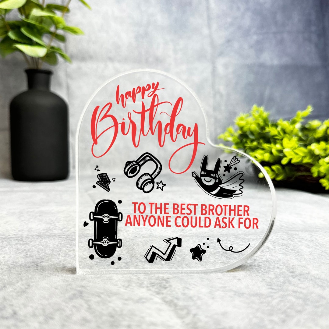 Brother Cool Doodles Happy Birthday Present Heart Plaque Keepsake Gift ...