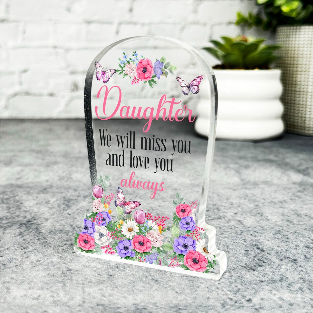 Daughter Pink Purple Gravestone Plaque Sympathy Gift Keepsake Memorial ...