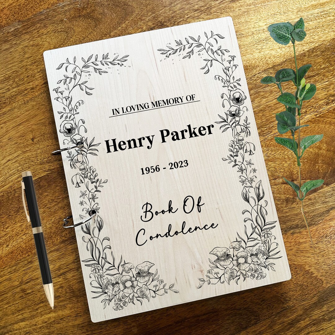 Wood Black Floral Frame Sympathy in Loving Memory Funeral Condolence ...