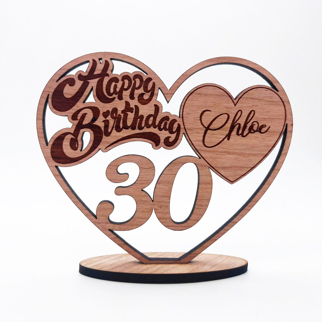 Engraved Wood 30th Happy Birthday Heart Milestone Age Keepsake ...
