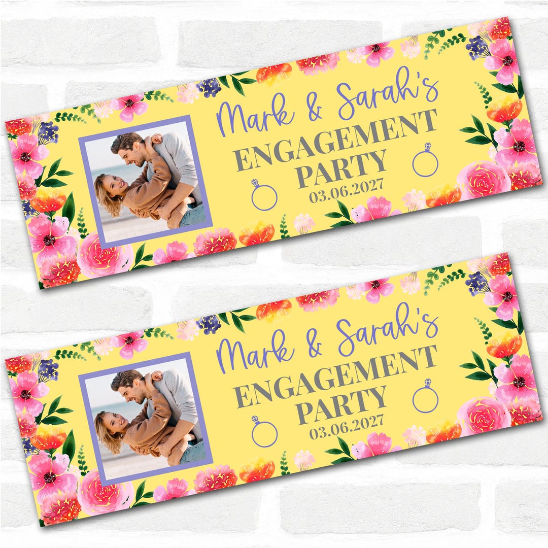 Personalised Party Banner for Engagement Party Photo Yellow Flowers ...