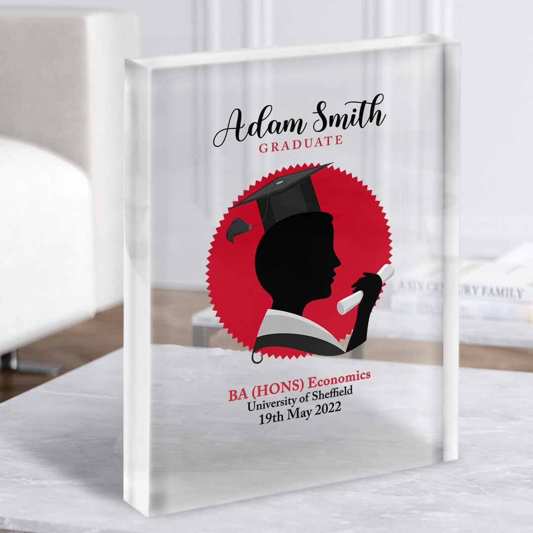 Red Circle Man With Graduation Hat Congratulations Gift Acrylic Block ...