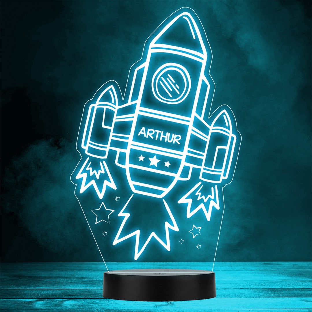 Outer Space Fan Rocket Stars Personalised Gift Any Colour LED Lamp ...