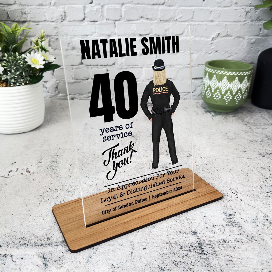 40 Years Service 40th Anniversary Blonde Hair Her Police Gift Employee ...