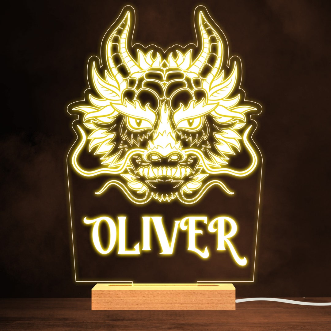 Cool Dragon Head Warm White Lamp Personalised Gift Night Light ...