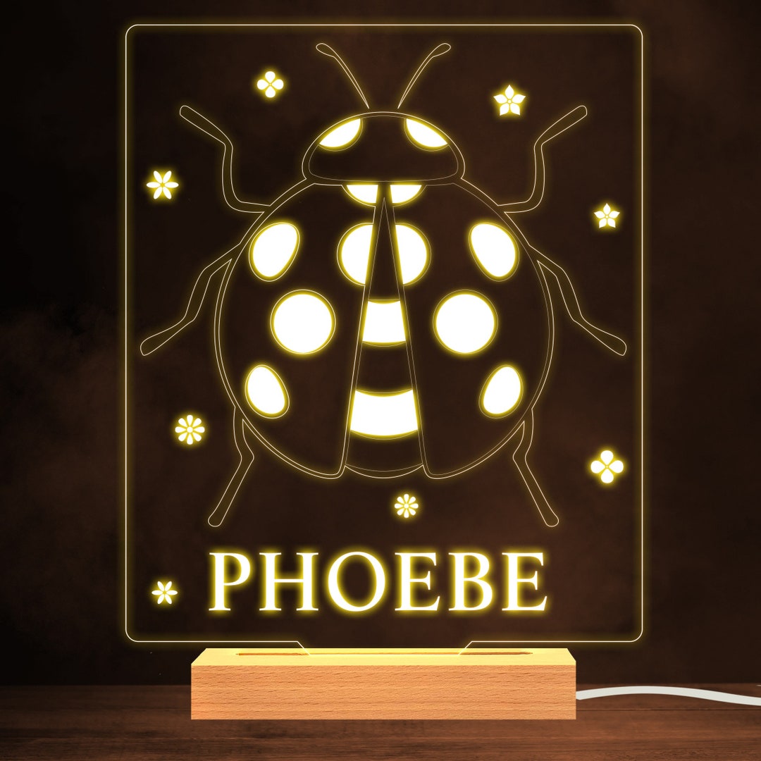 Ladybug Stars Insect Warm White Lamp Personalised Gift Night Light ...