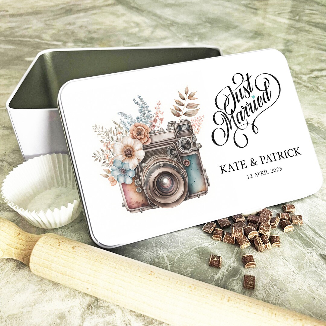 Just Married Vintage Cameras Wedding Day Personalised Cake Tin - Etsy