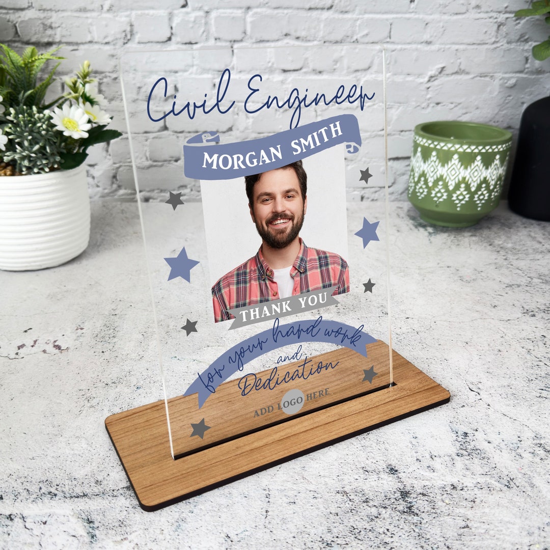 Civil Engineer Thank You Job Blue Photo Gift Employee Personalised Gift ...