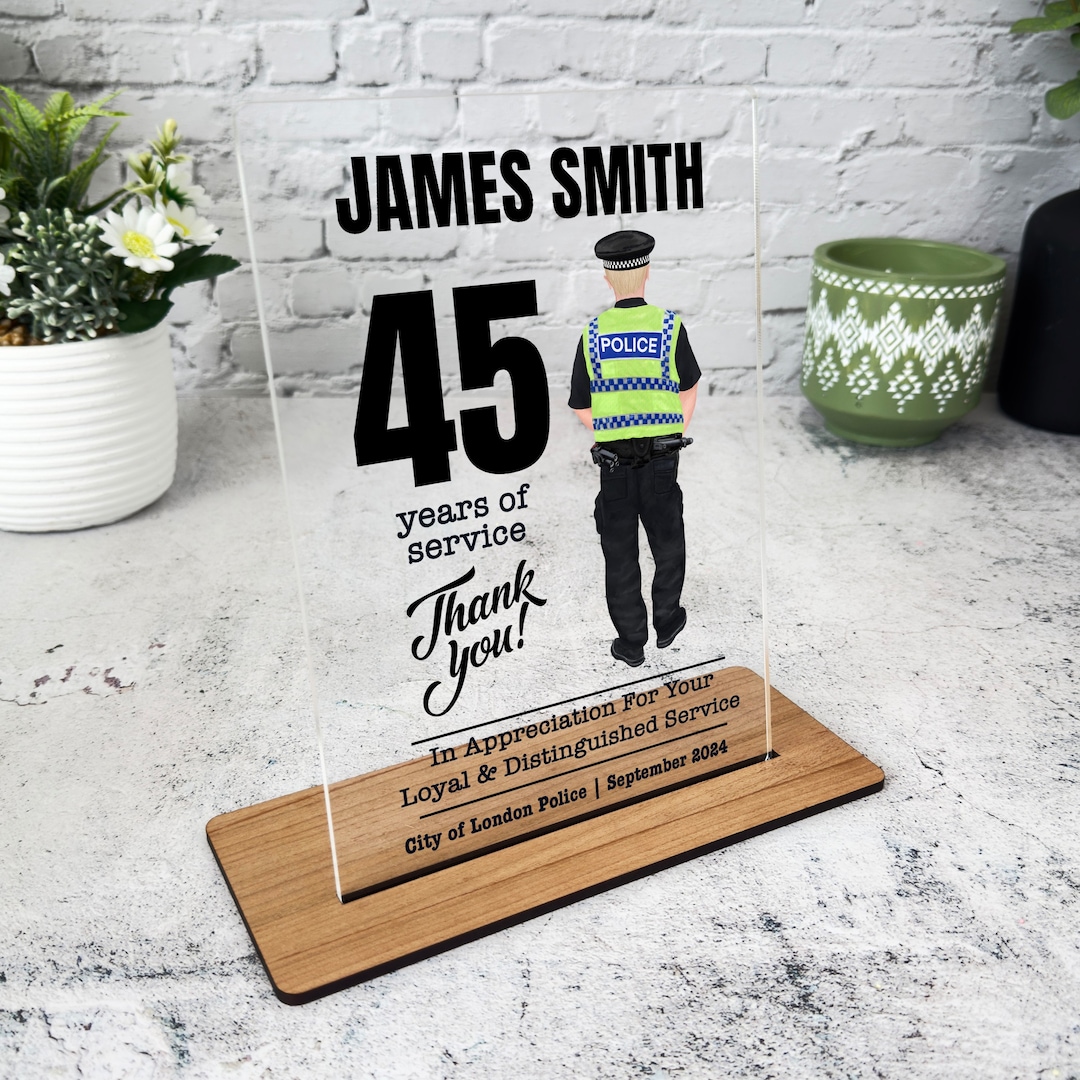 45 Years Service 45th Anniversary Blonde Hair Him Police Gift Employee ...
