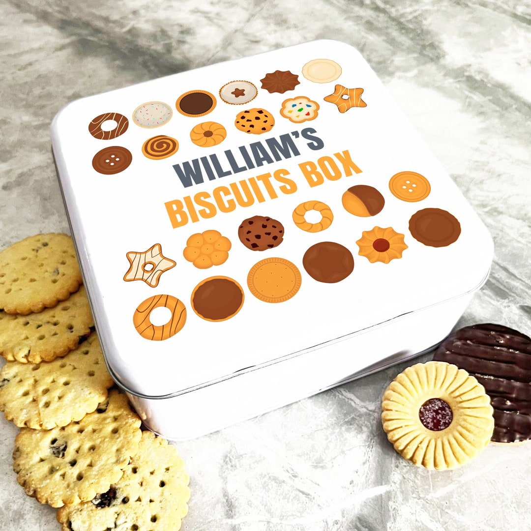 Square Biscuit Assortment Personalised Biscuit Tin - Etsy UK