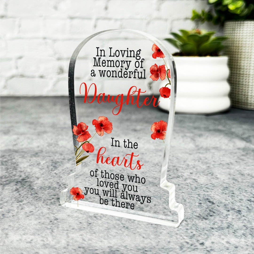 Daughter Poppy Seeds Gravestone Plaque Sympathy Gift Keepsake Memorial ...