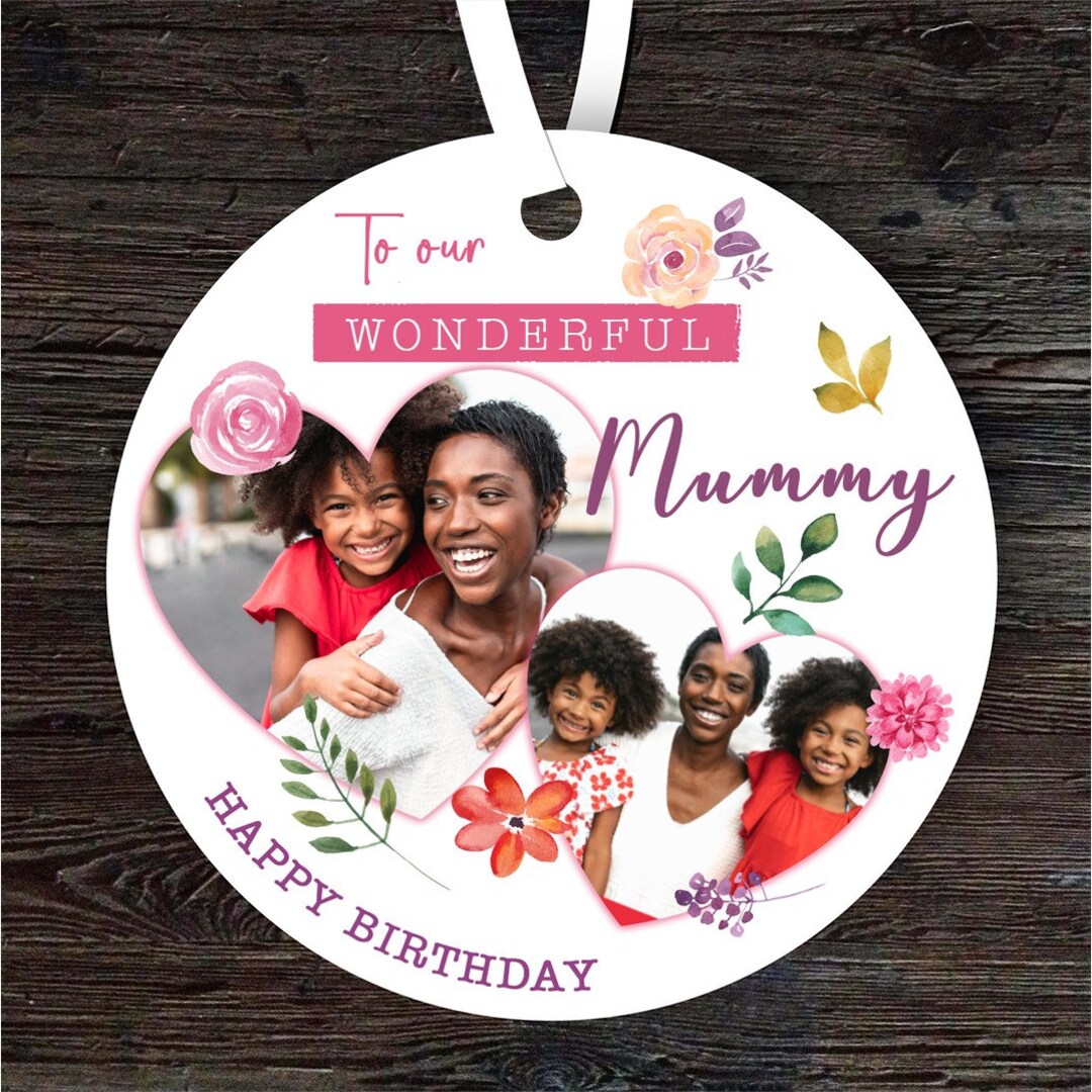Mummy Floral Heart Photo Frames Birthday Gift Round Personalised ...