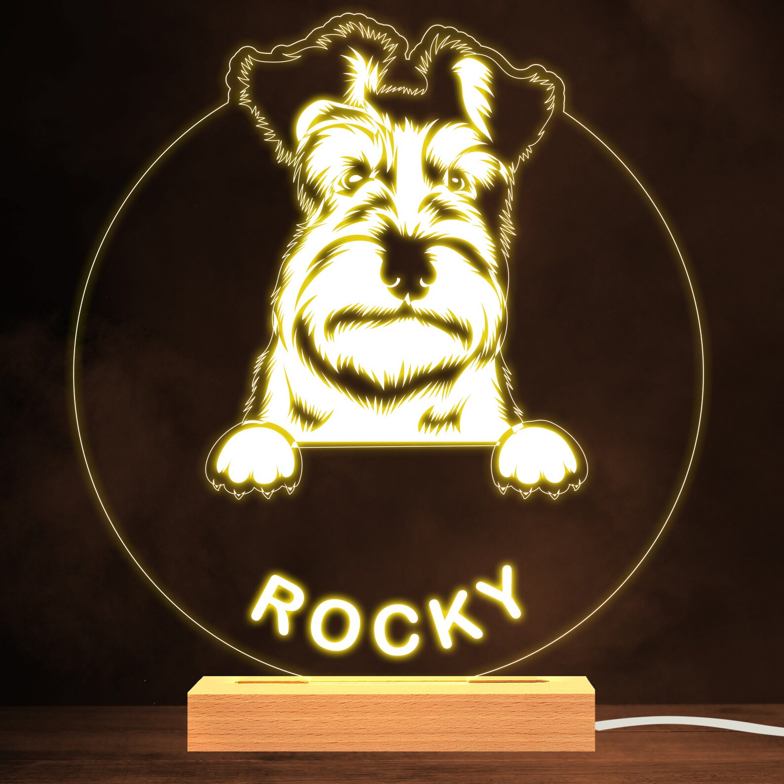 Miniature Schnauzer Dog Pet Silhouette Warm Lamp Personalised Gift ...