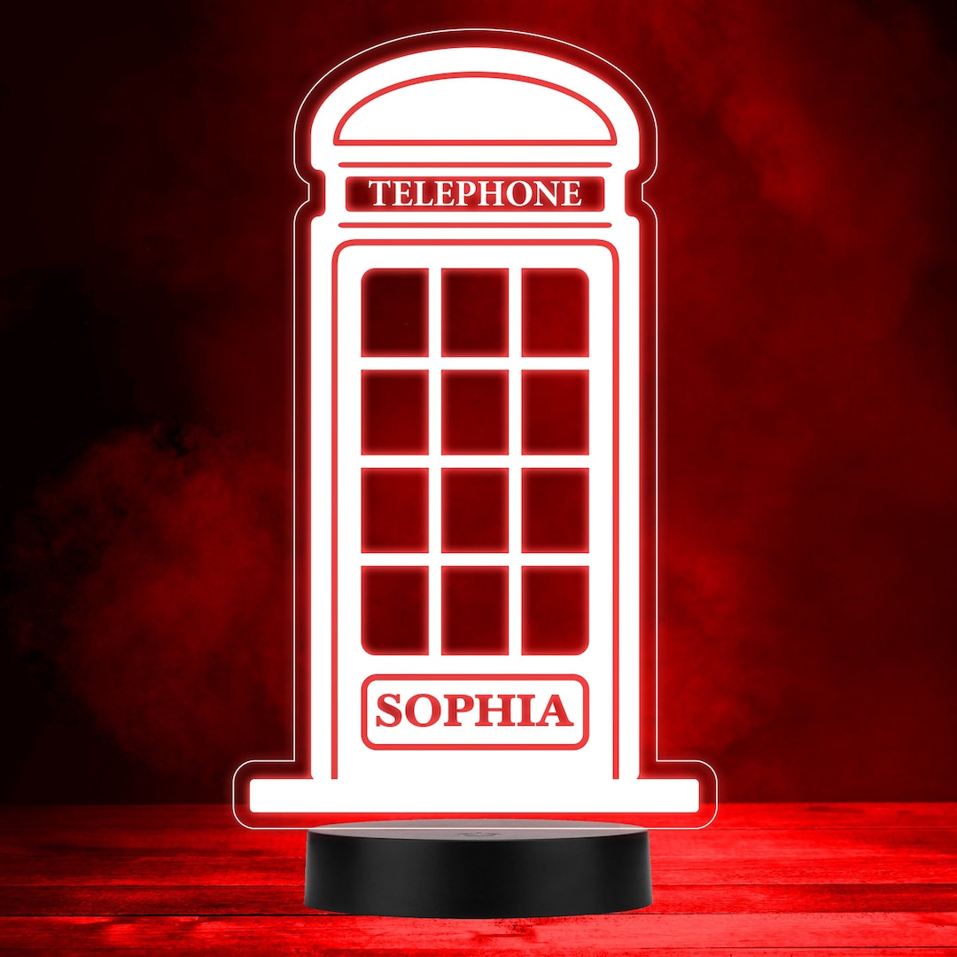 London Vintage Telephone Box Led Lamp Personalised Gift Night Light ...