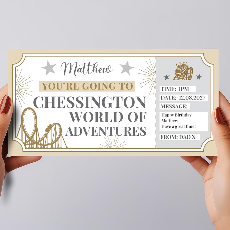 Any Theme Park Adventures Personalised Voucher Surprise Ticket - Coupon ...