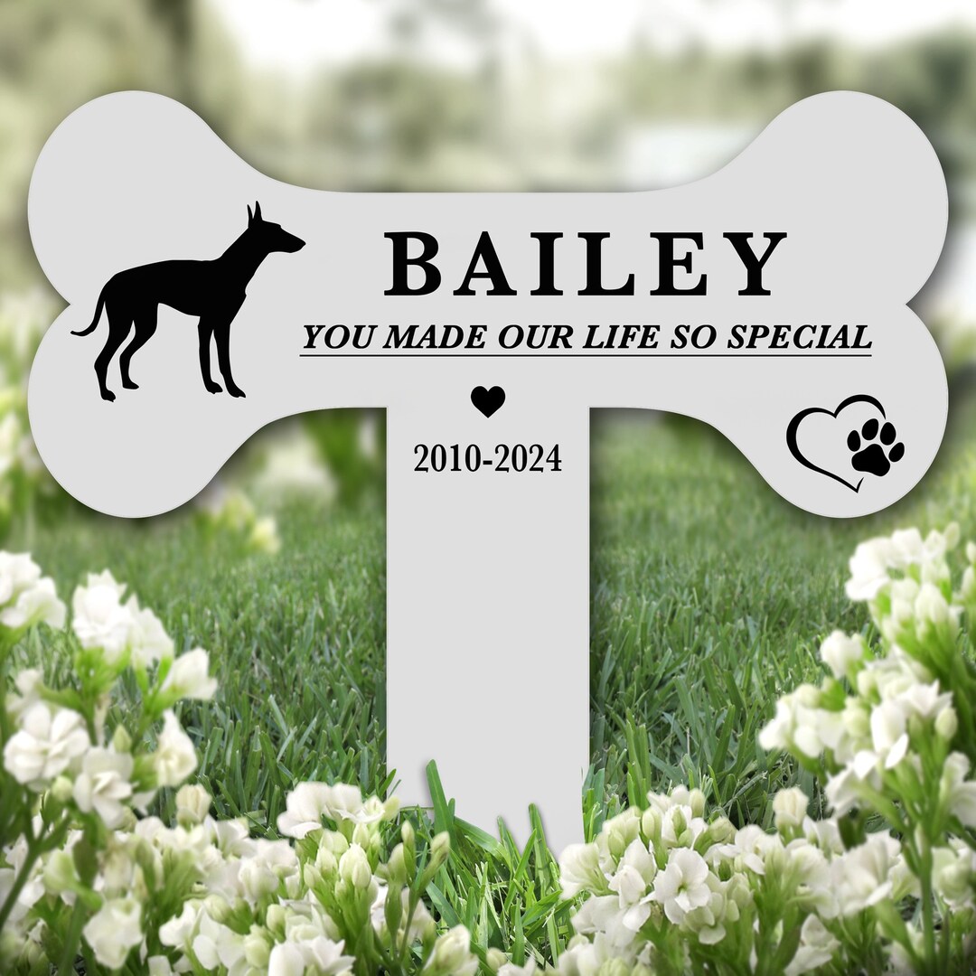 Bone Hound Dog Pet Remembrance Garden Plaque Grave Marker Memorial ...