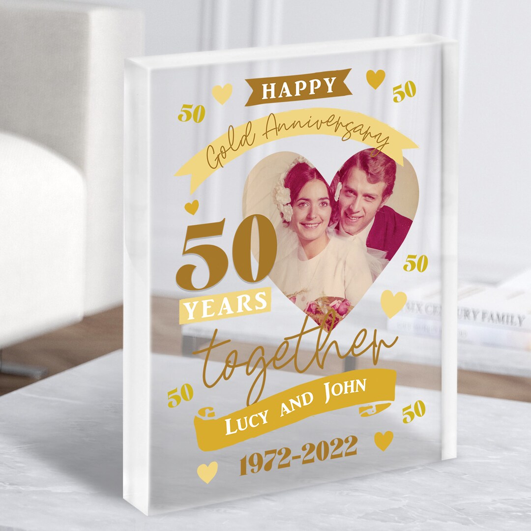 50 Years Together 50th Wedding Anniversary Gold Photo Gift Acrylic ...