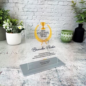 Best Customer Service Award Gold Trophy Gift Employee Personalised Gift ...