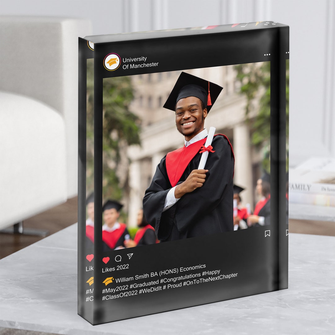 Graduation Congratulation Black Insta Style Photo Gift Acrylic Block ...