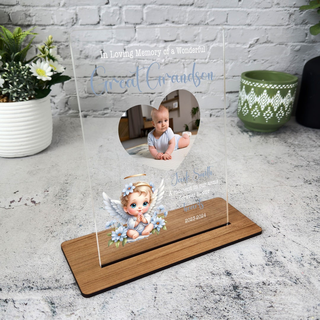 Great Grandson Baby Angel Heart Photo Memorial Keepsake Gift ...