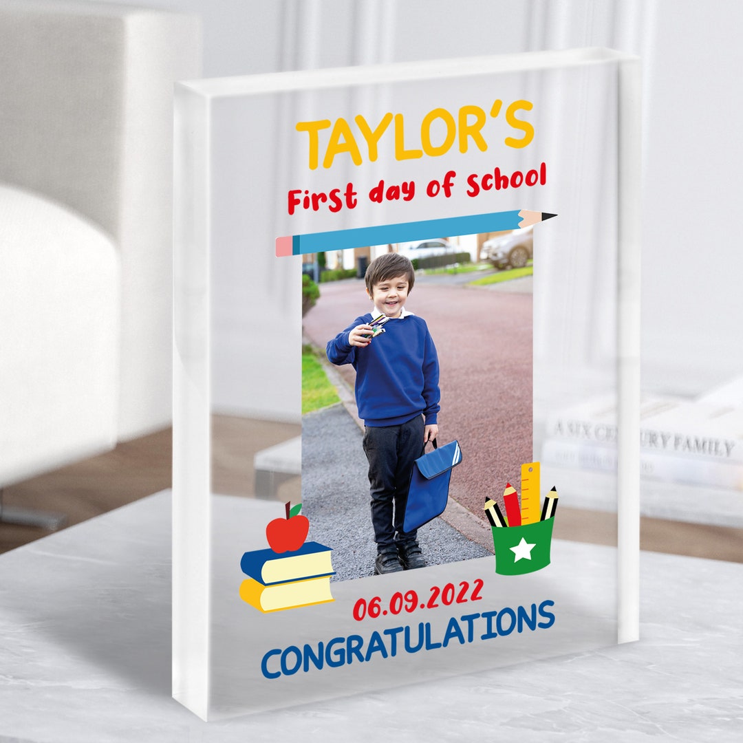 First Day of Primary School Details Photo Personalised Gift Acrylic ...