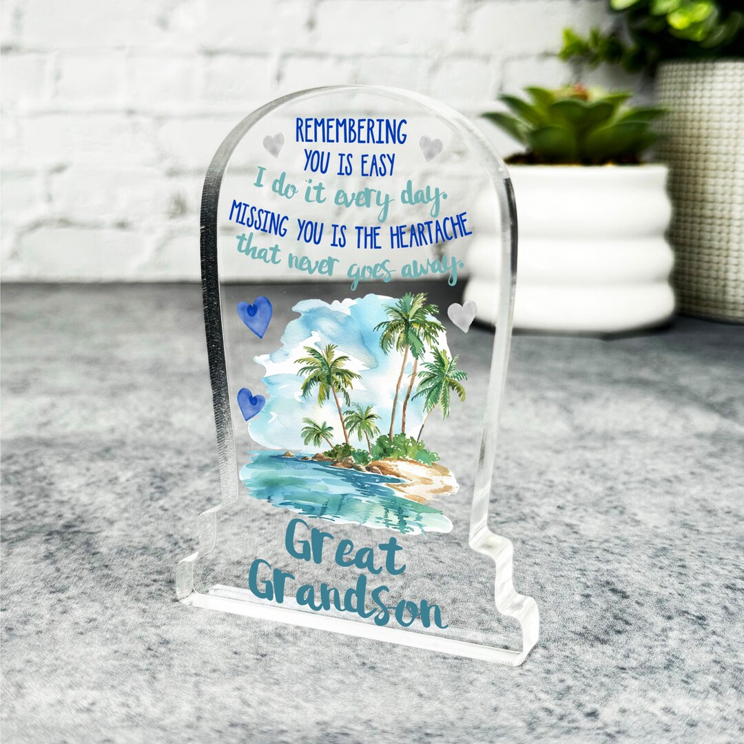 Great Grandson Beach Remembering You Memorial Gift Gravestone Keepsake ...