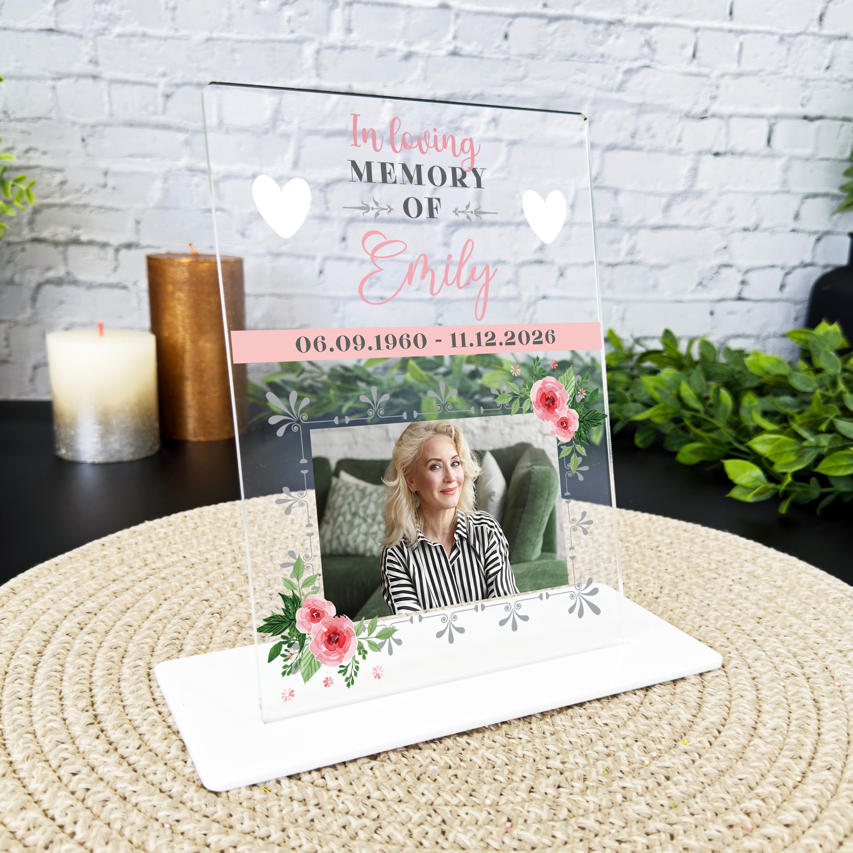 In Loving Memory Female Pink Flower Photo Keepsake Gift Personalised ...