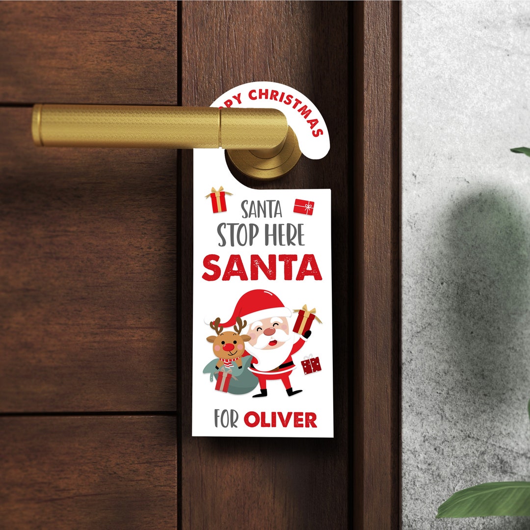 Personalized Please Stop Here Santa Christmas Personalised Bedroom Door ...