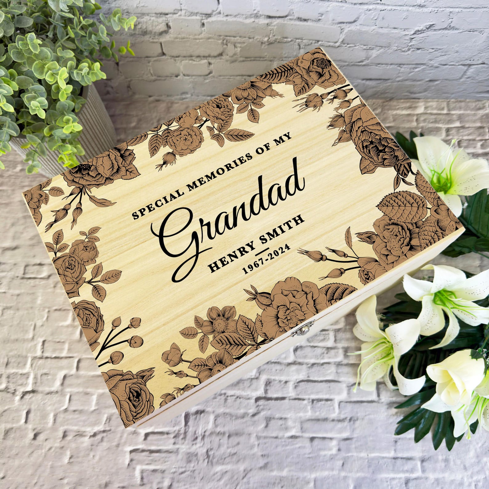 Memories of My Grandad Brown Frame Memorial Personalised Wooden ...