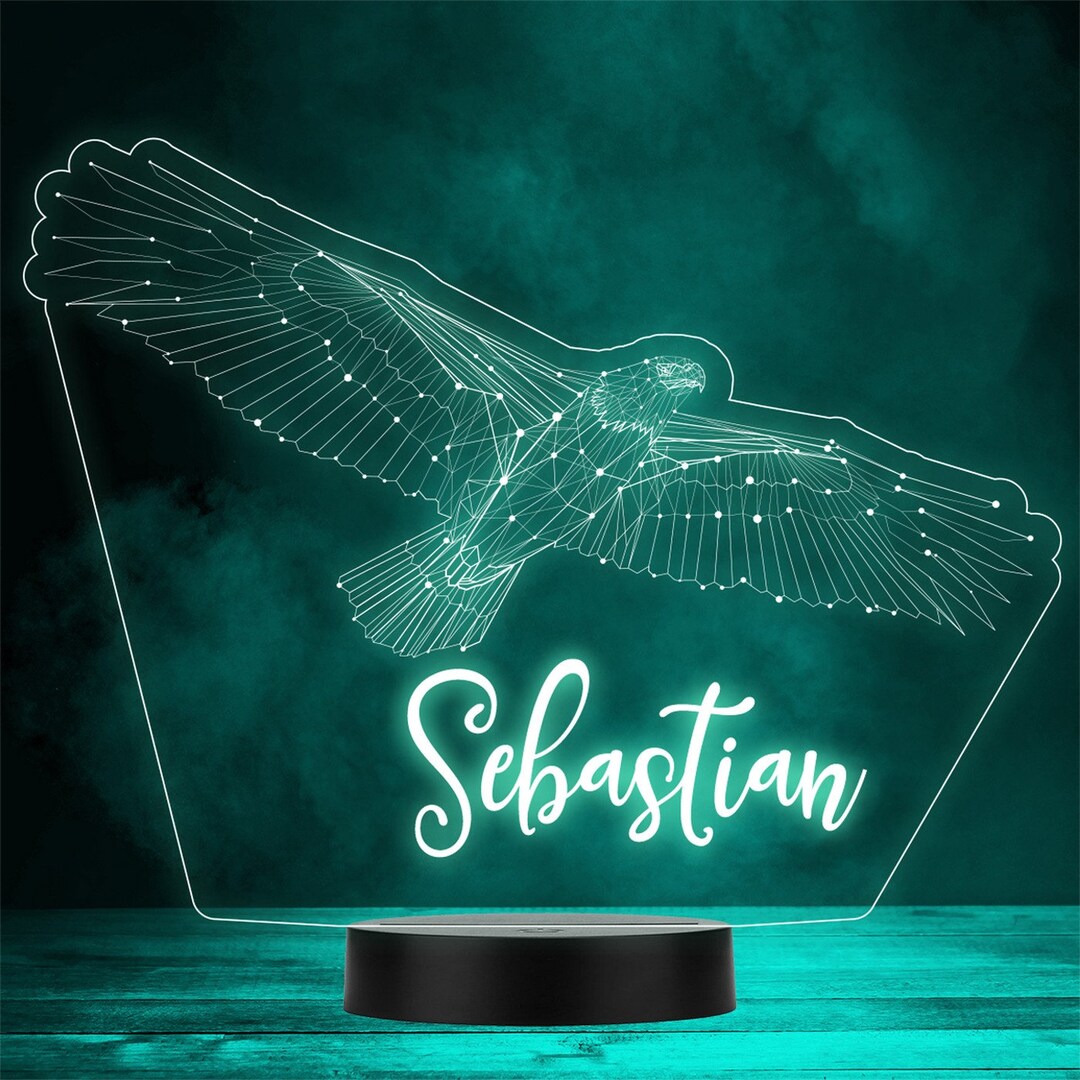 3D Style Eagle Bird Personalised Gift Colour Changing LED Lamp Night ...