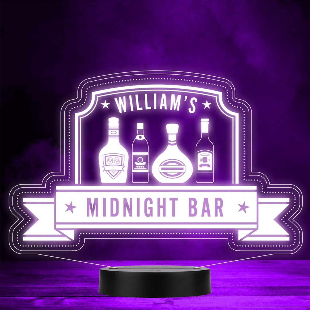 Midnight Home Bar Man Cave Drink Alcohol Bottles Stars Colour Change ...