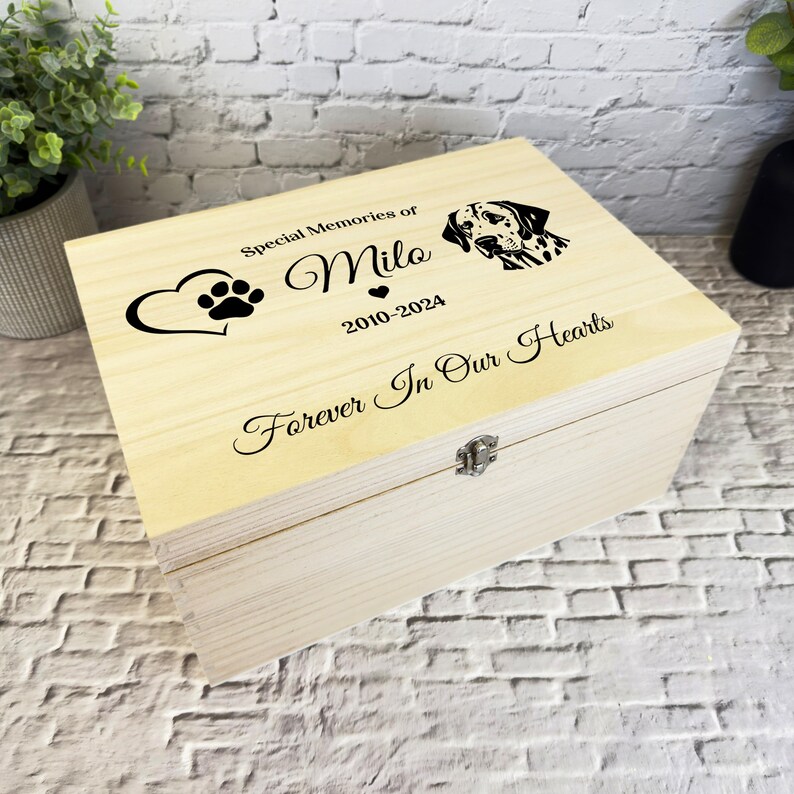 Heart Paw Print Dalmatian Pet Memorial Personalised Wooden Memory ...