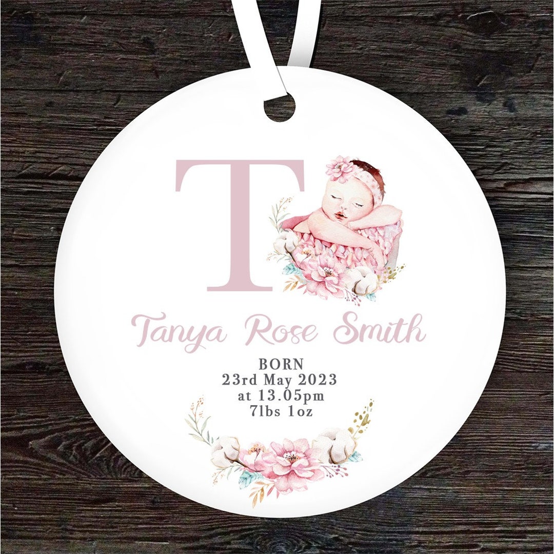 New Baby Girl New Baby Letter T Personalised Gift Keepsake Hanging ...