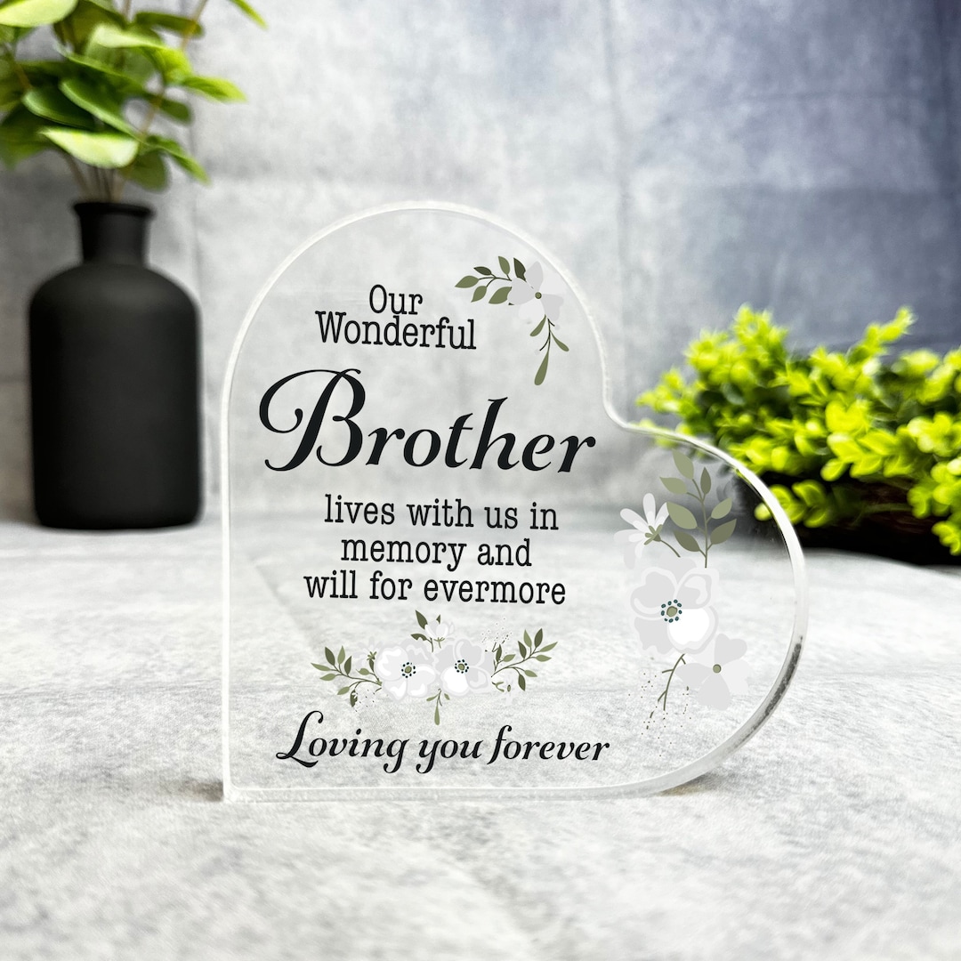 Brother White Floral Memorial Heart Plaque Sympathy Gift Keepsake Gift ...