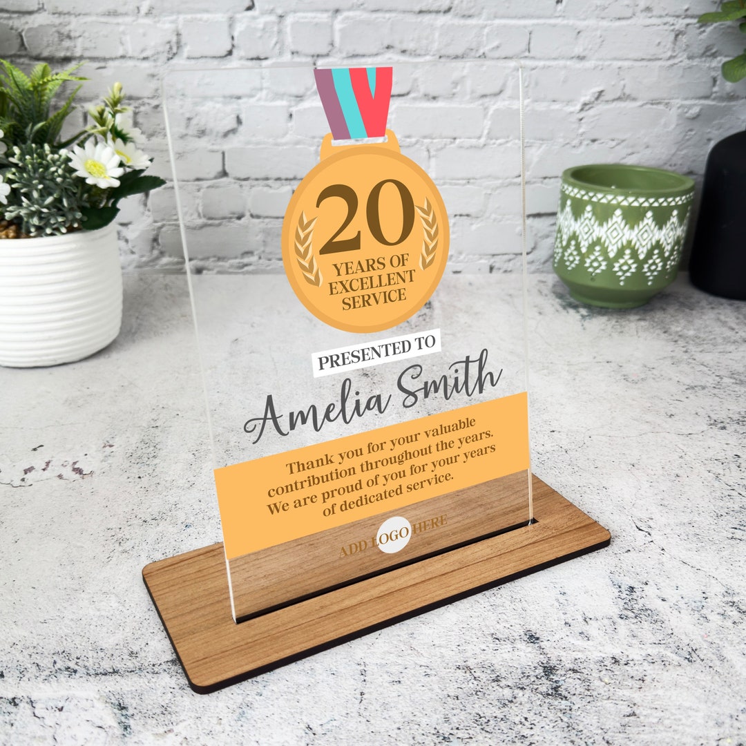 20 Years of Work Service 20th Anniversary Medal Job Gift Employee ...