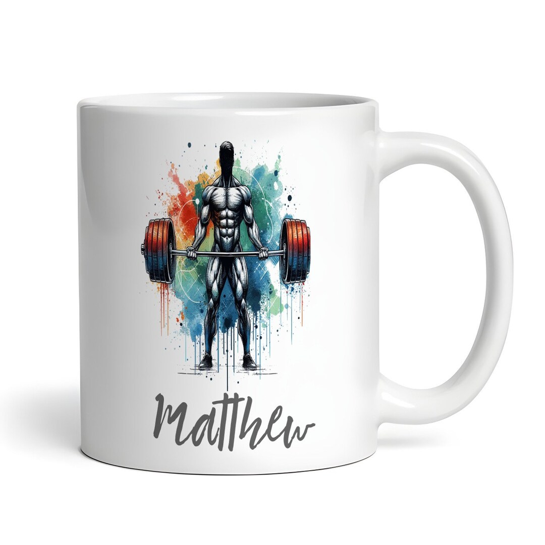 Bodybuilder Gym Present Man Paint Photo Coffee Tea Cup Personalised Mug ...