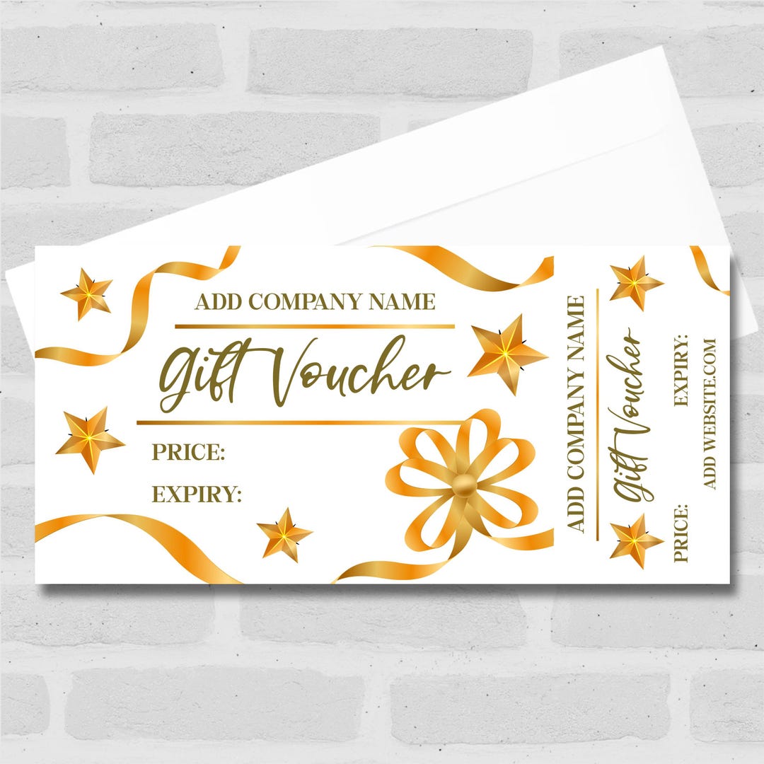 Gold Bow Any Details Generic Perforated Business Gift Voucher - Etsy