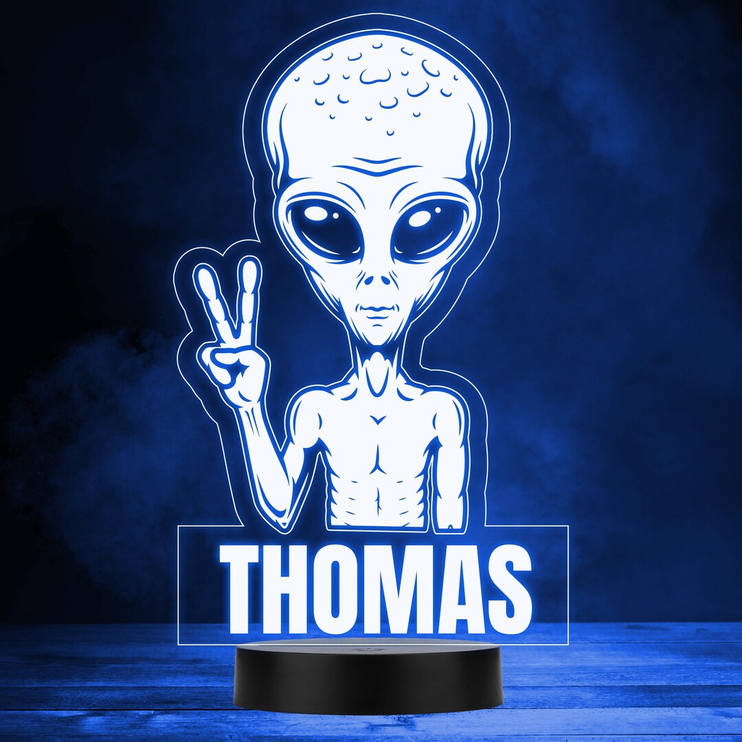 Alien Showing Peace Space Universe Led Lamp Personalised Gift Night ...