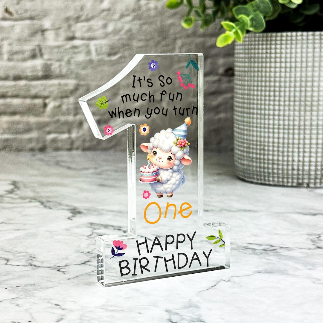 1st Gift for Birthday Sheep so Much Fun Turning One Keepsake Number One ...
