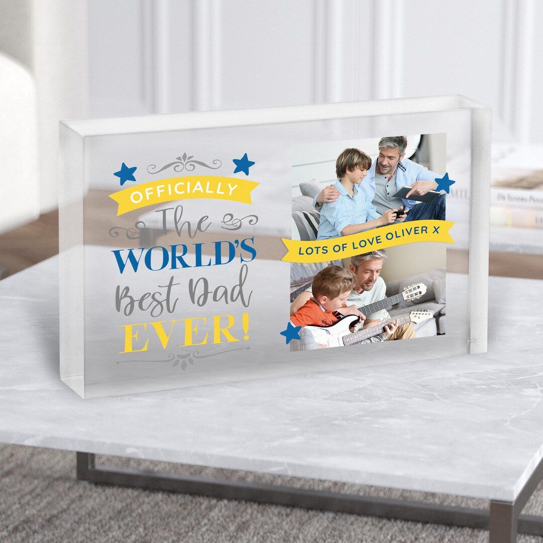 World's Best Dad Typographic Photos Personalised Gift Acrylic Block ...