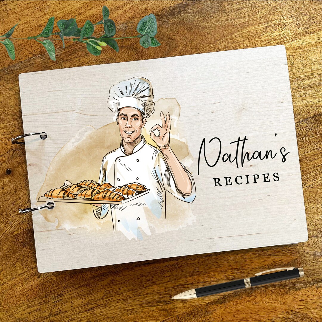 Wood Watercolour Male Scrapbook Notes List Baking Cook Recipe Keeper ...