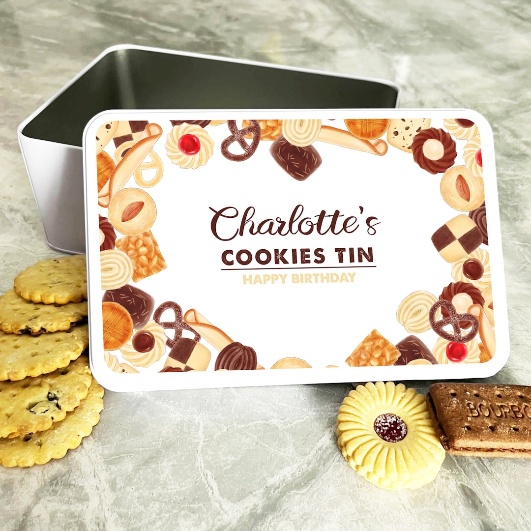Watercolour Cookies Frame Rectangle Personalised Biscuit Tin - Etsy