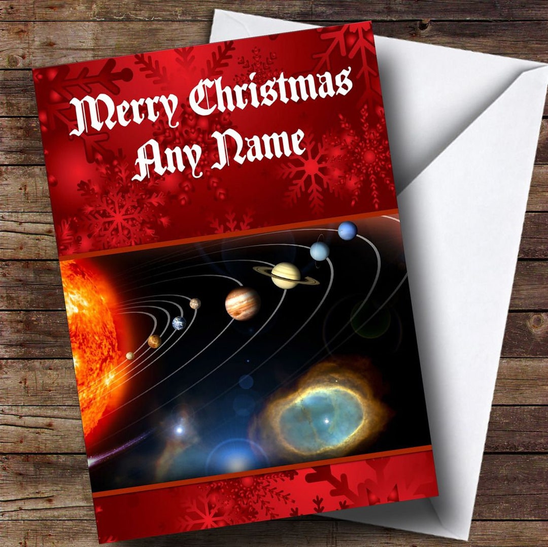 Solar System Planets Space Personalised Christmas Card - Etsy