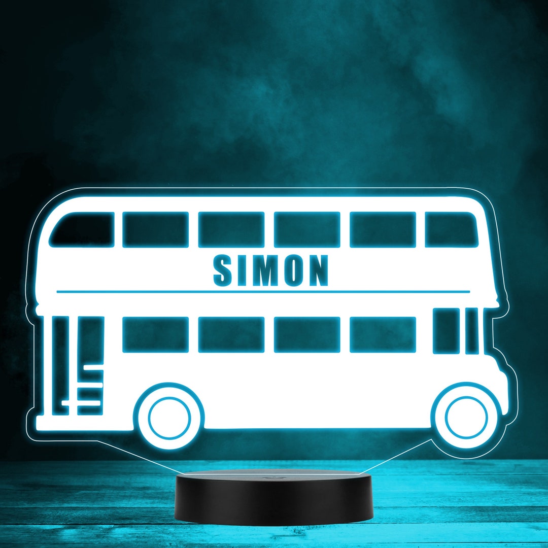 Red London Double Decker Bus Led Lamp Personalised Gift Night Light ...
