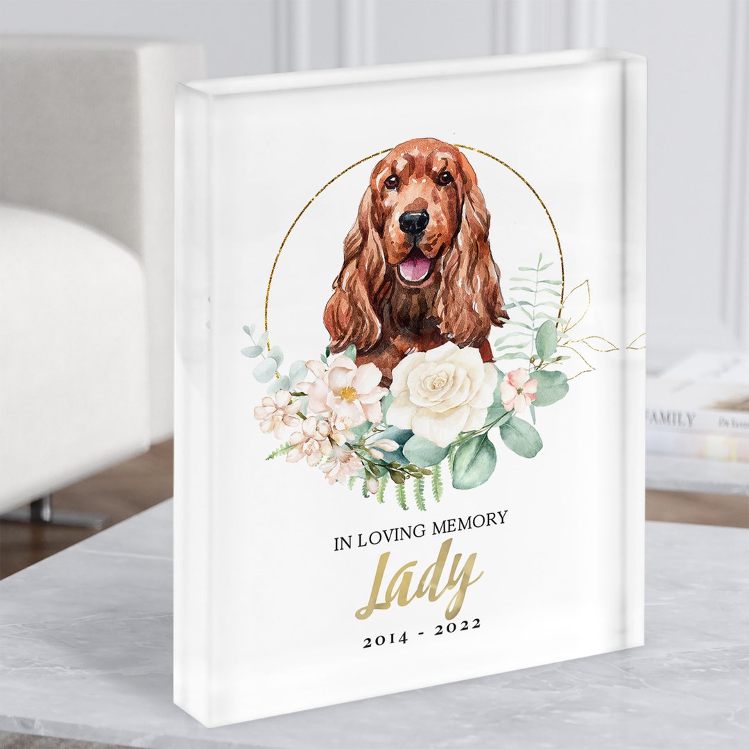 Spaniel Dog Pet Memorial Loving Memory Personalised Gift Acrylic Block ...