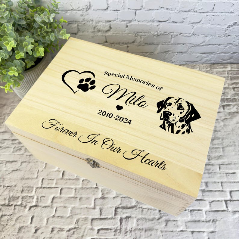 Heart Paw Print Dalmatian Pet Memorial Personalised Wooden Memory ...