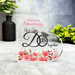 35 Years Together Happy 35th Wedding Anniversary Heart Plaque Keepsake ...