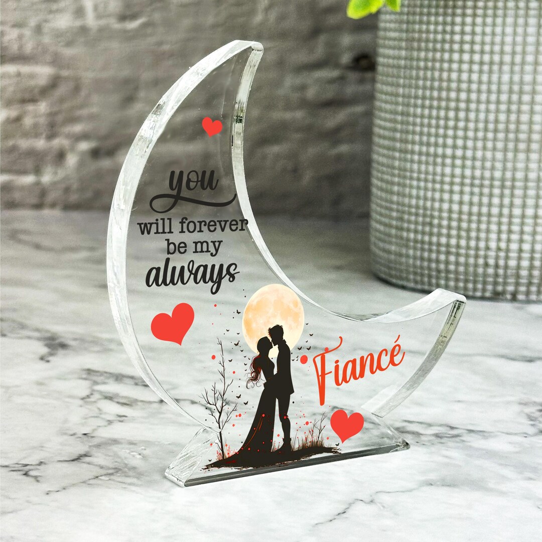 Romantic Gift for Fiancé Kissing Couple Silhouette Moon Ornament ...