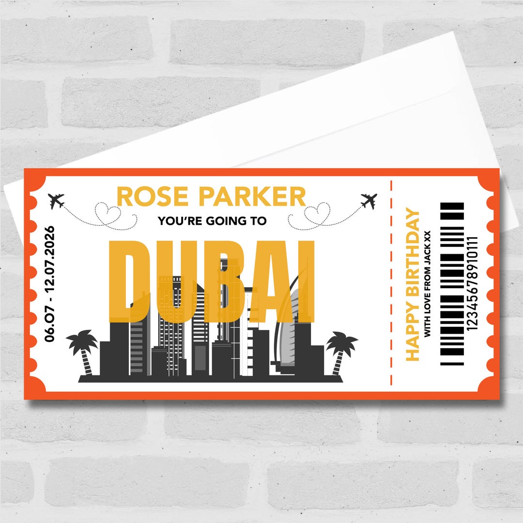 Going to Dubai Skyline Personalised Gift Voucher Surprise Trip Holiday ...